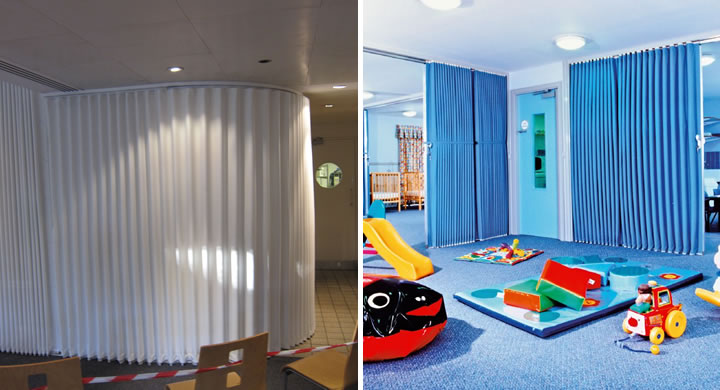 Fabric Wall Systems With A Vinyl Concertina System